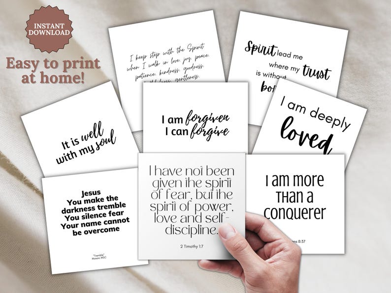 Scripture Affirmation Cards Printable Encouragement Cards Prayer Cards ...