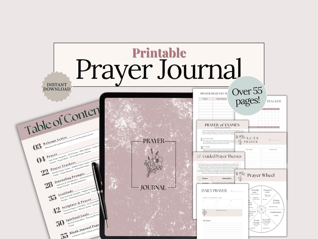 Pink Prayer Journal Printable Christian Prayer Notebook Daily Prayer ...