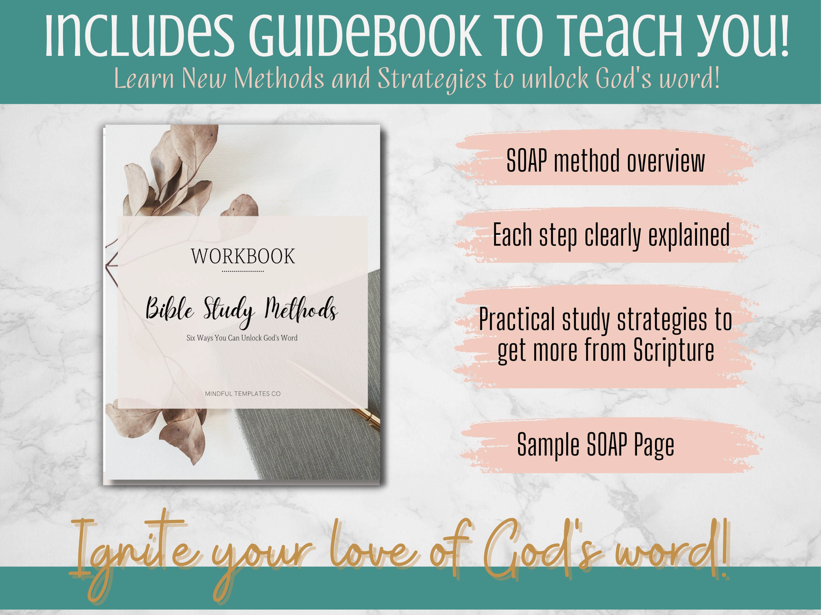Bible study Mindful template Digital and printable bible study template