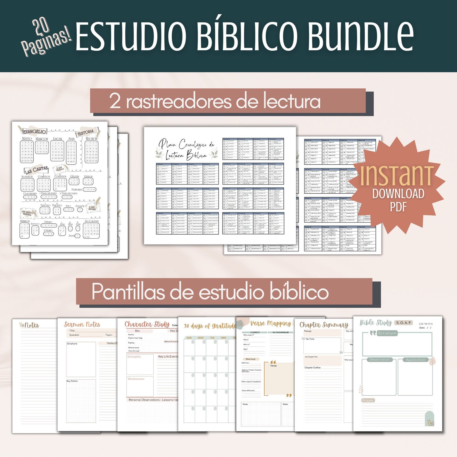 SPANISH Printable Bible Study Planner and Bible Reading Trackers ...