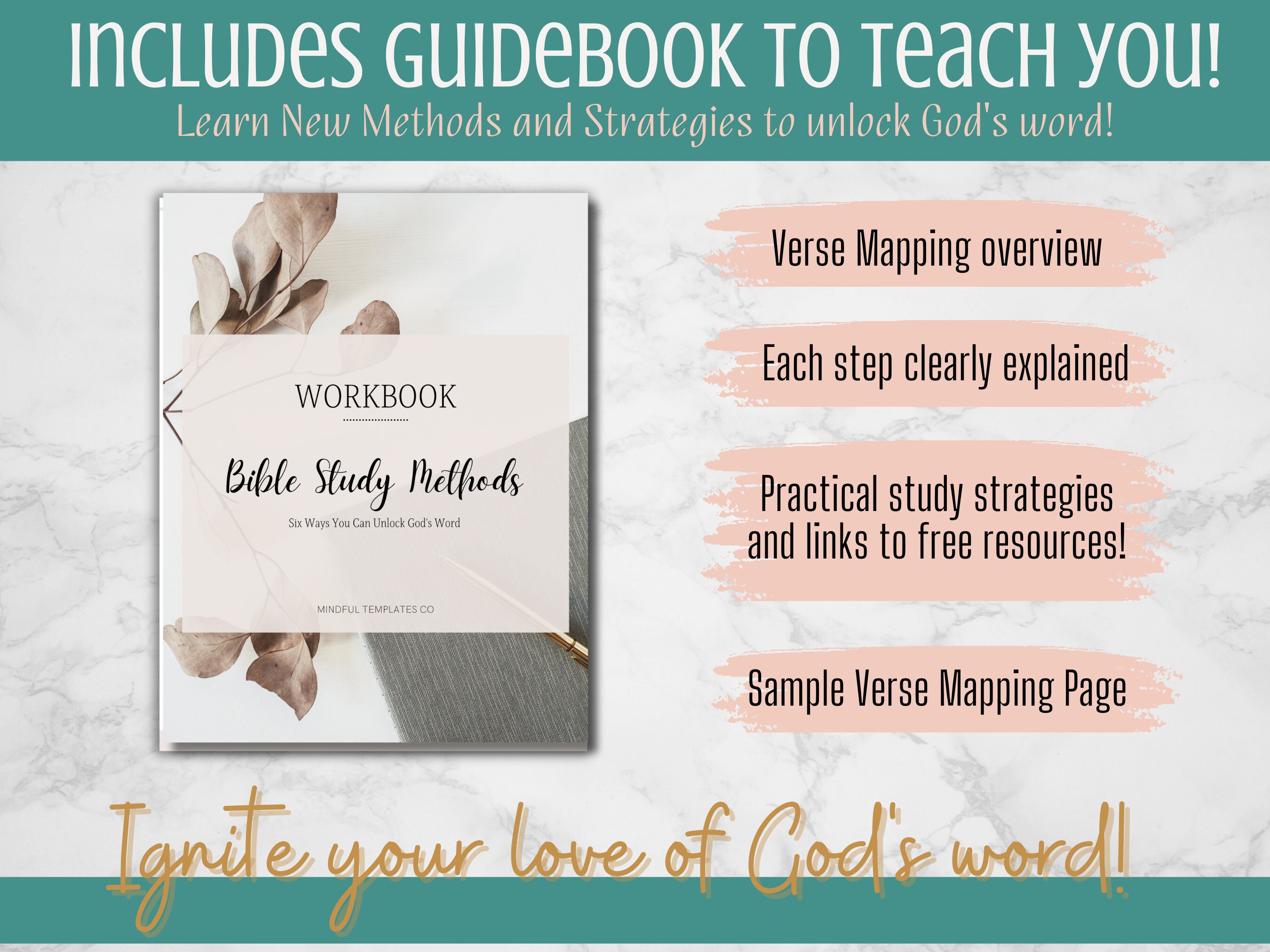 Bible study Mindful template Digital and printable bible study template