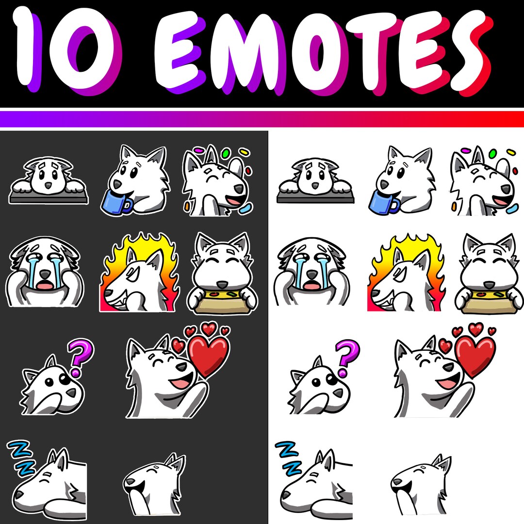 White Dog Emotes - Etsy