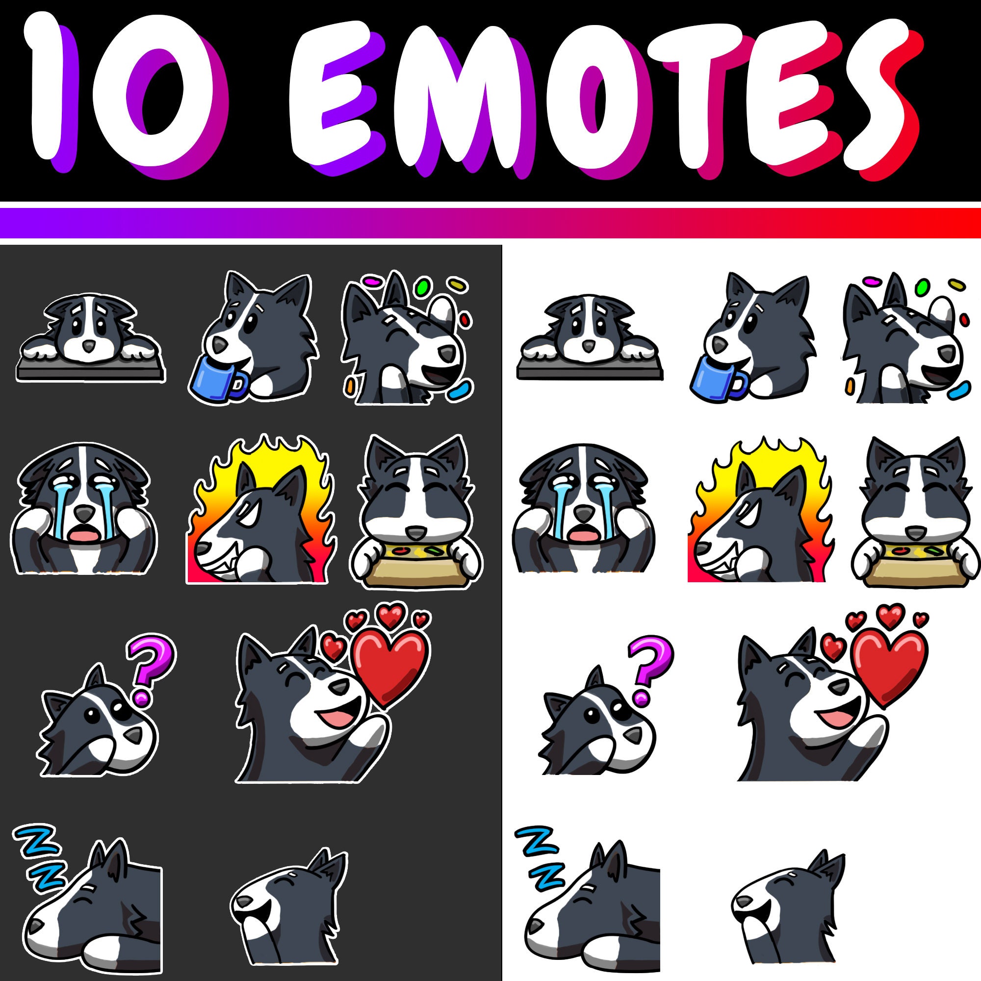 Black and White Dog Emotes - Etsy