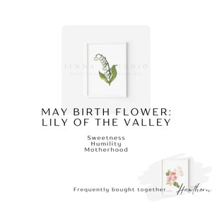 Lily of the Valley Watercolor Art, May Birth Flower Print, White Lily ...