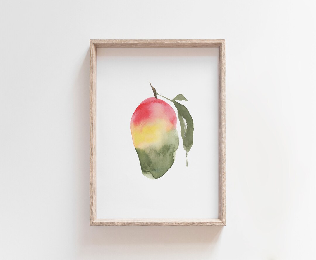 Colorful Mango Watercolor, Minimal Fruit Art, Mango Printable, Food ...