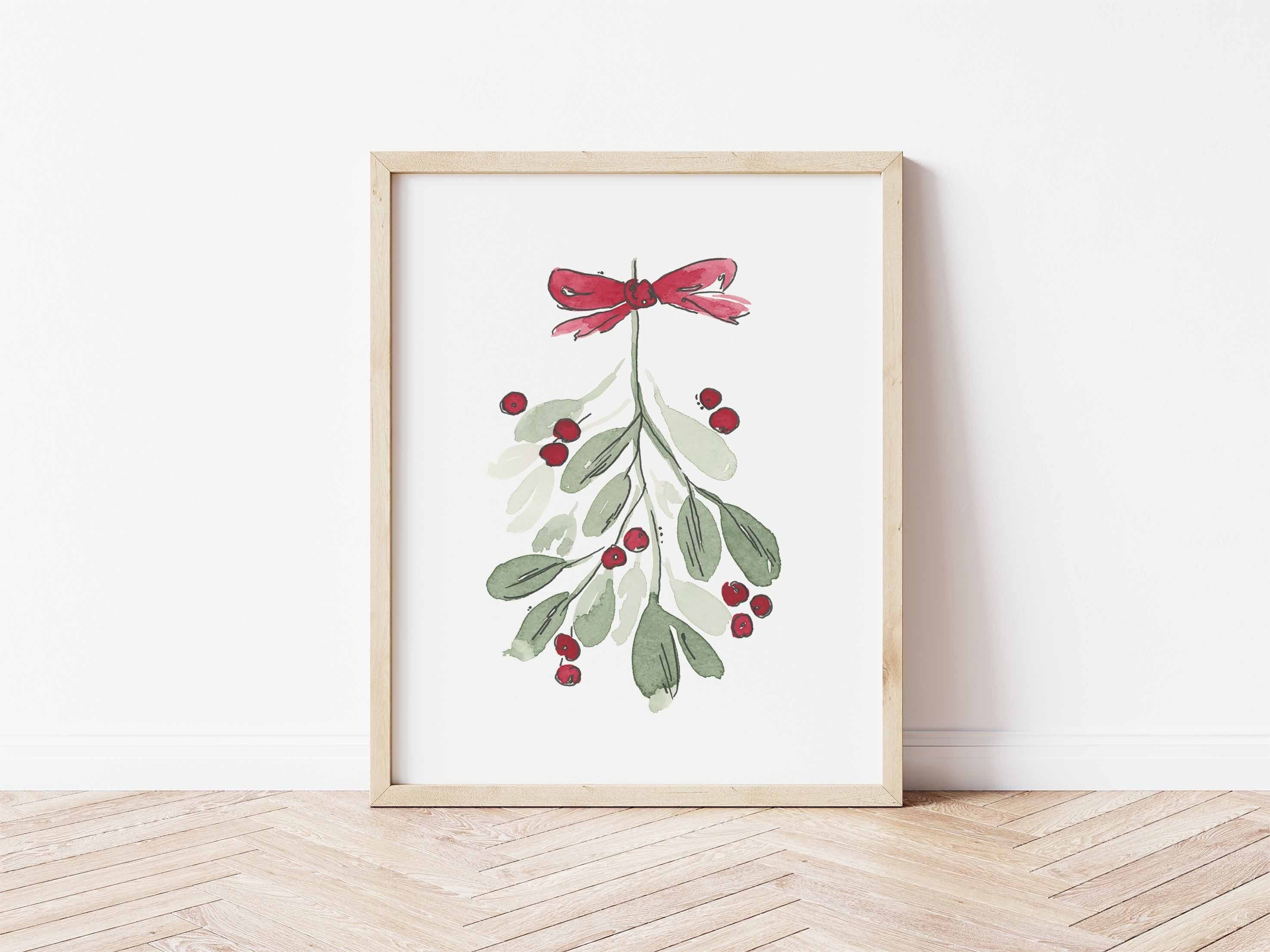 Mistletoe Watercolor Illustration, Mistletoe and Berries, Mistletoe ...