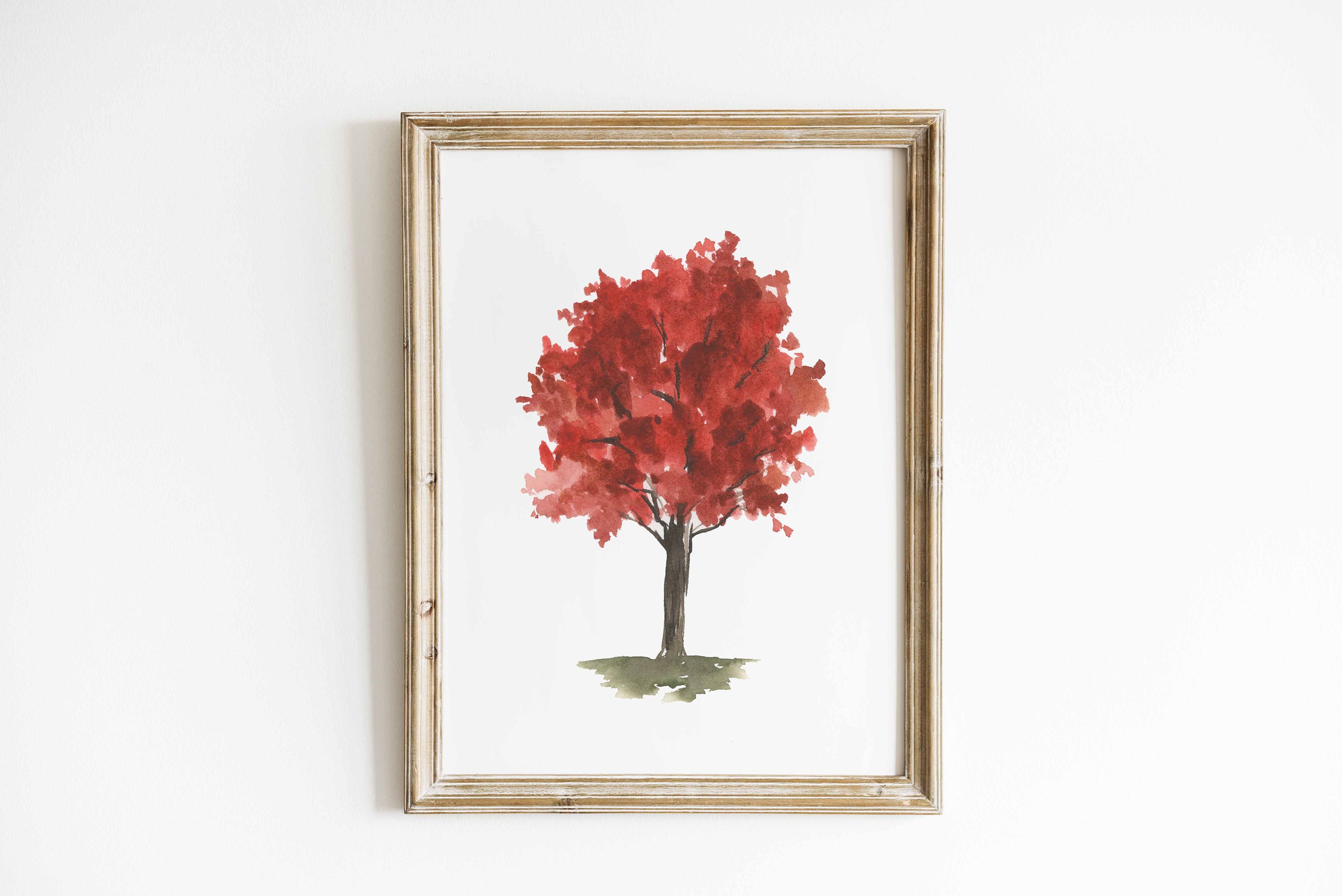 Red Maple Tree Watercolor, Autumn Wall Art, Fall Prints, October Tree ...