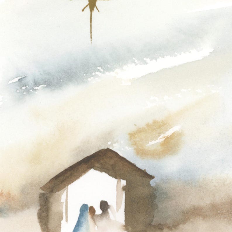 Simple Nativity Watercolor Art | Christmas Card Design Printable ...