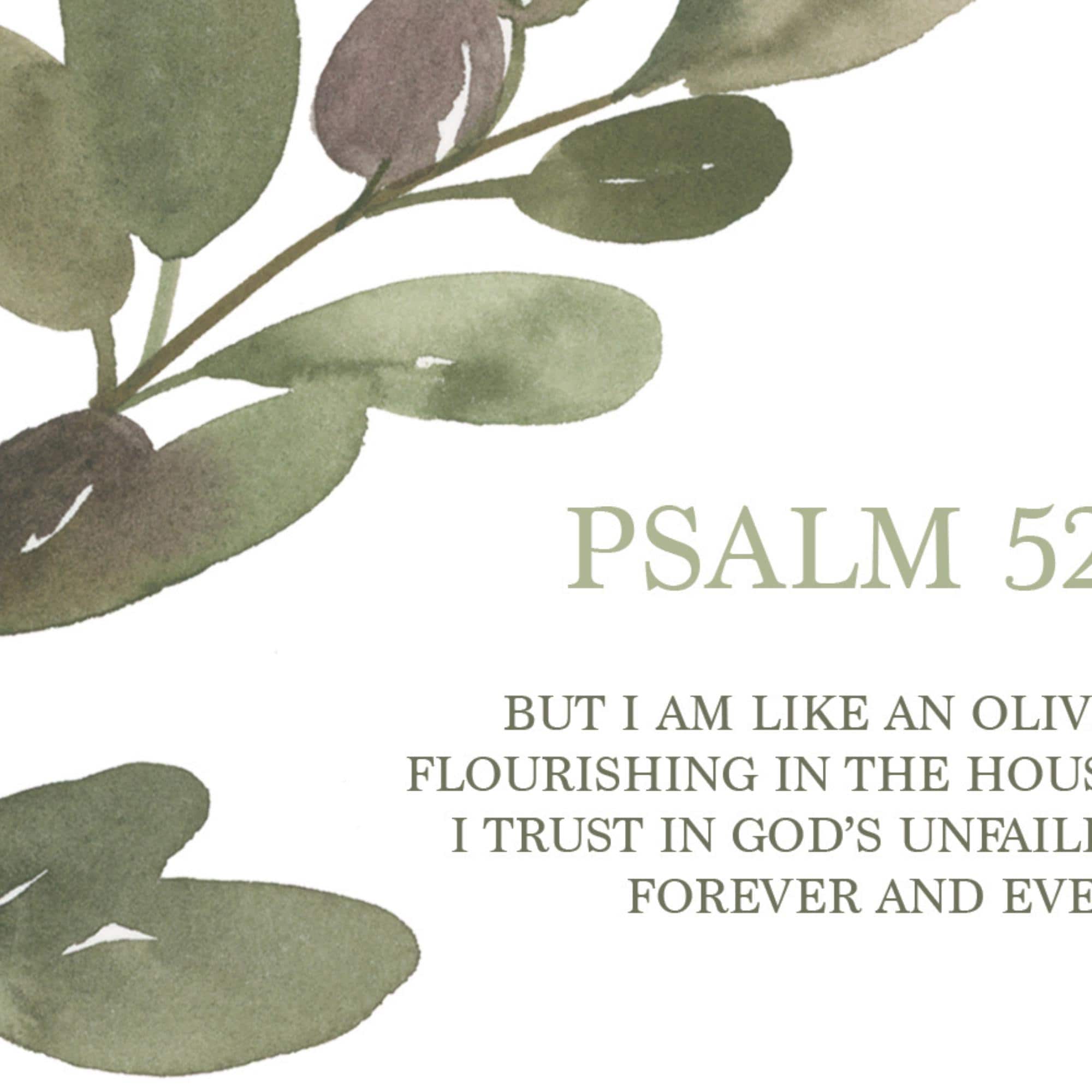 Olive Branch Watercolor Wall Art | Psalm 52:8 Scripture Print ...