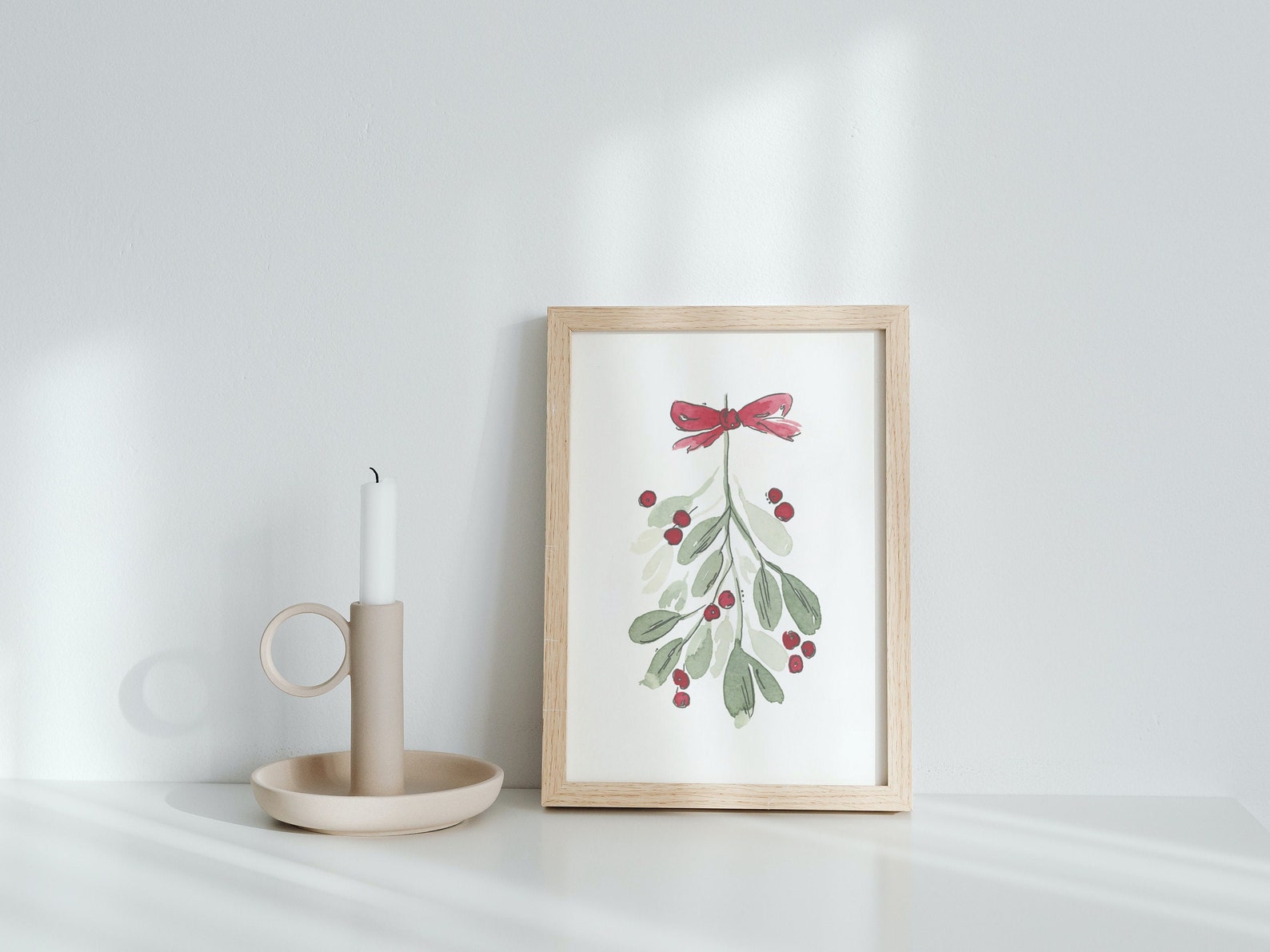 Mistletoe Watercolor Illustration, Mistletoe and Berries, Mistletoe ...
