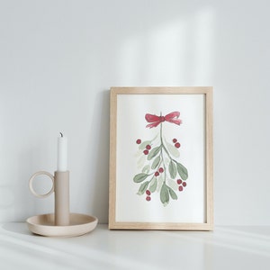 Mistletoe Watercolor Illustration, Mistletoe and Berries, Mistletoe ...