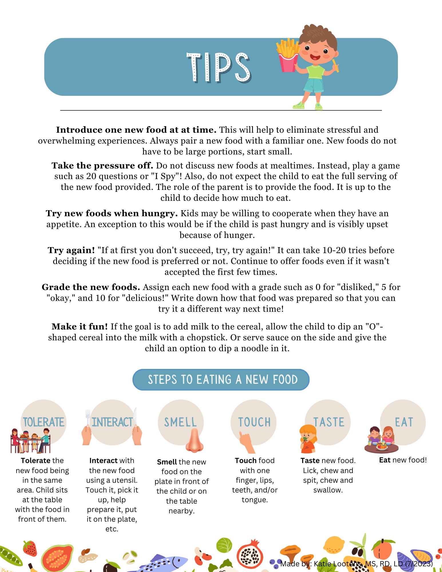 Food Chaining Handout | Dietitian Resources | Pediatric Nutrition ...