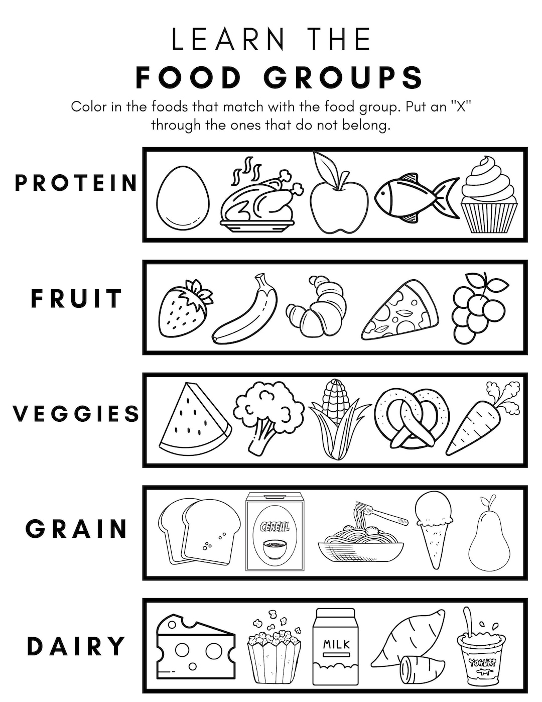 Learn the Food Groups - Child Nutrition Education Handout - Dietitian ...
