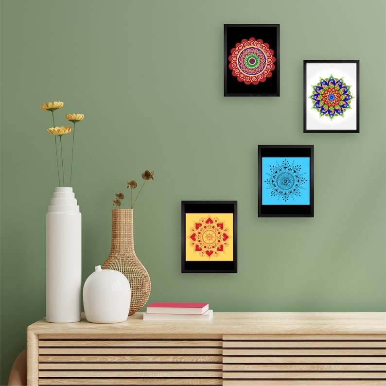 Set of 12 7.5x7.5 Inches Rangoli Stickers/kolam Stickers/ /muggu ...