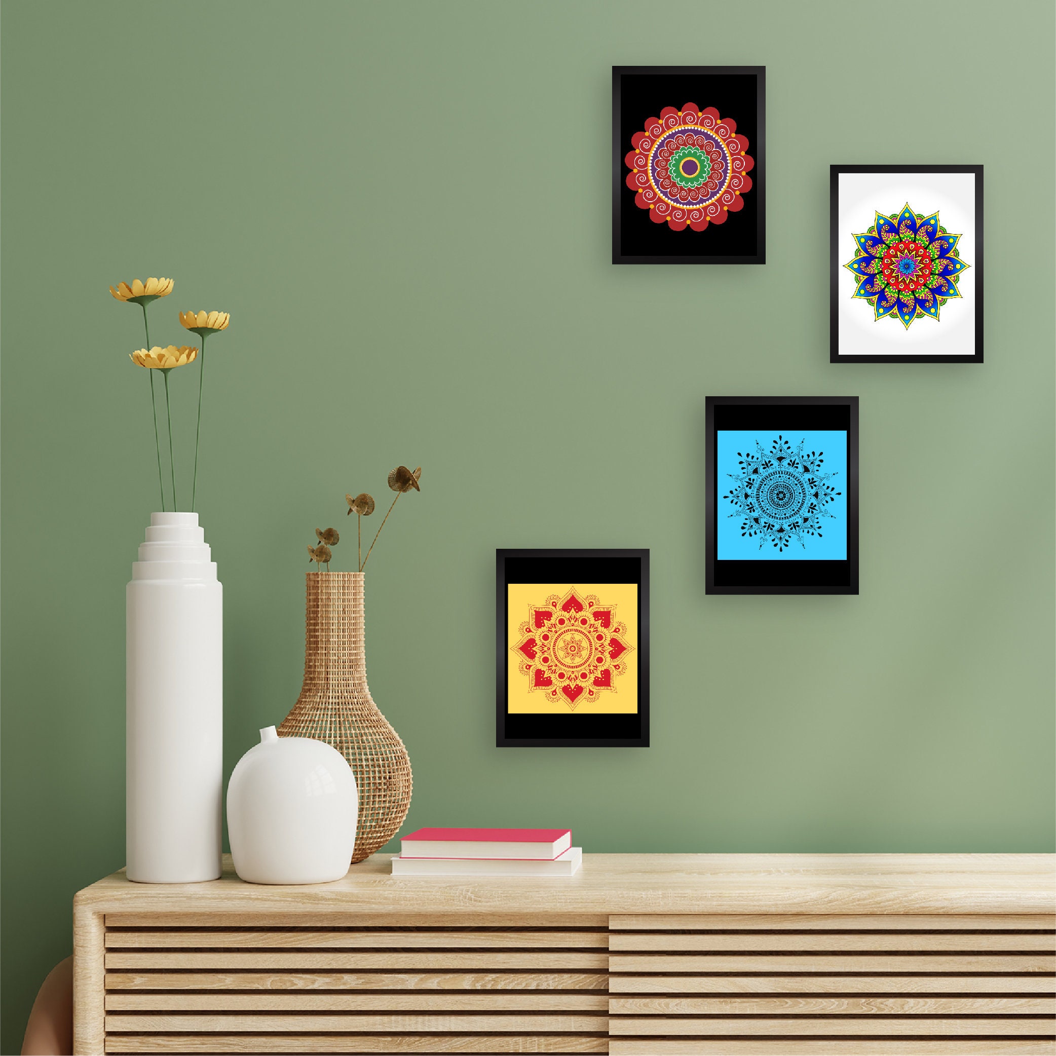 Set of 12 7.5x7.5 Inches Rangoli Stickers/kolam Stickers/ /muggu ...