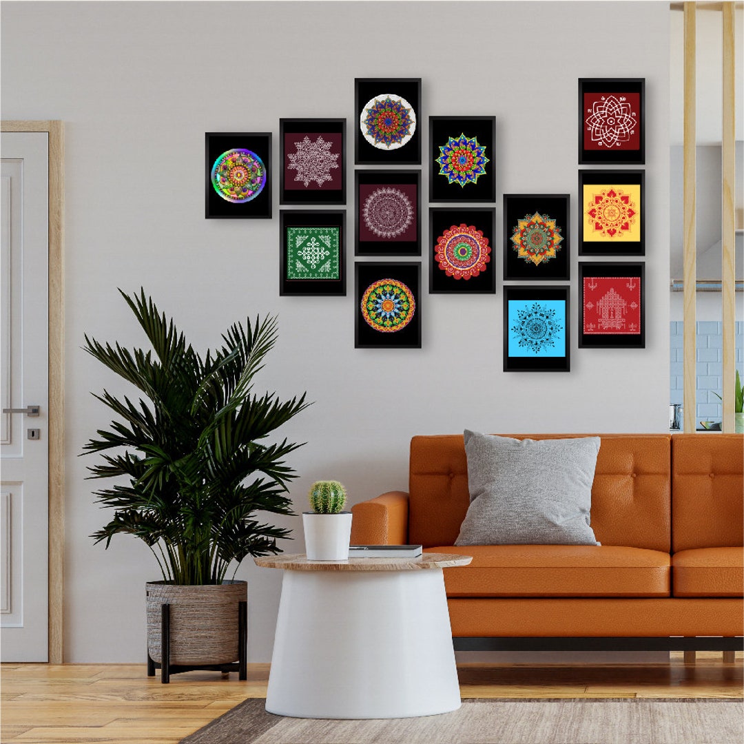 Set of 12 (7.5x7.5 Inches) Rangoli Stickers/kolam Stickers/ /muggu ...