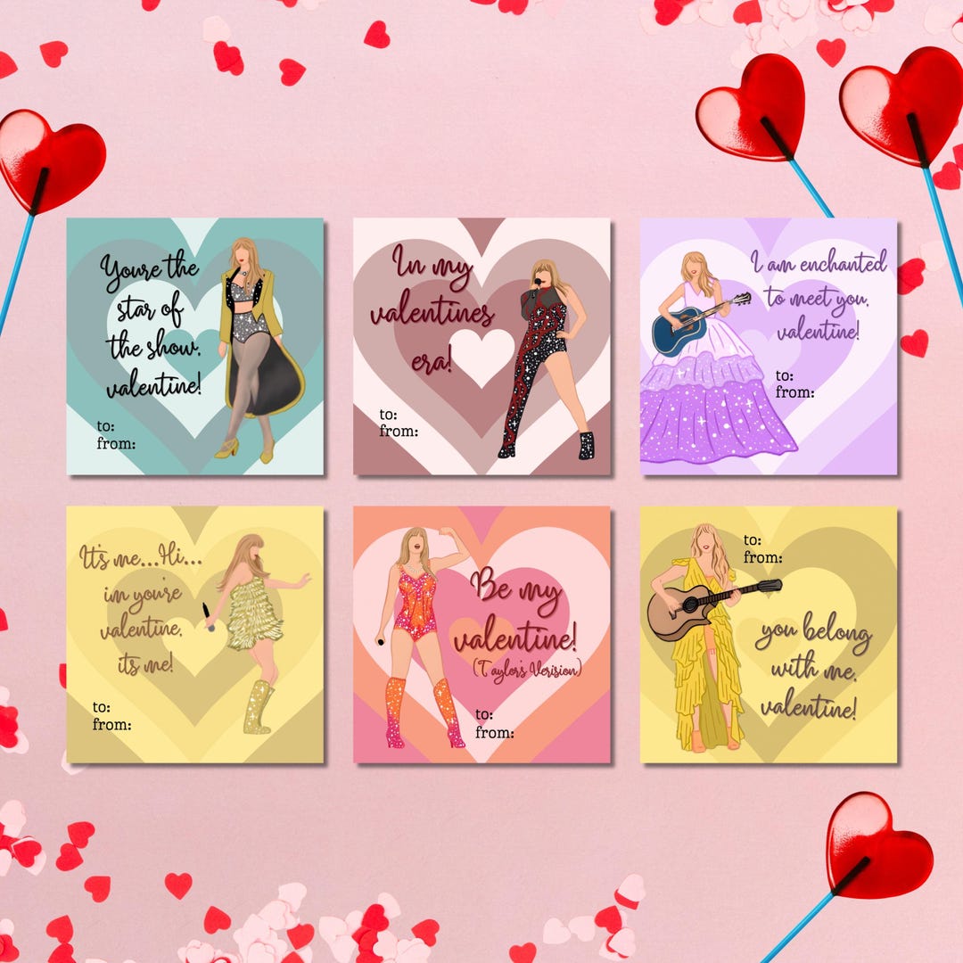 Swiftie Valentines Day Cards | Classroom Gift Tags Taylor Swift (PDF ...