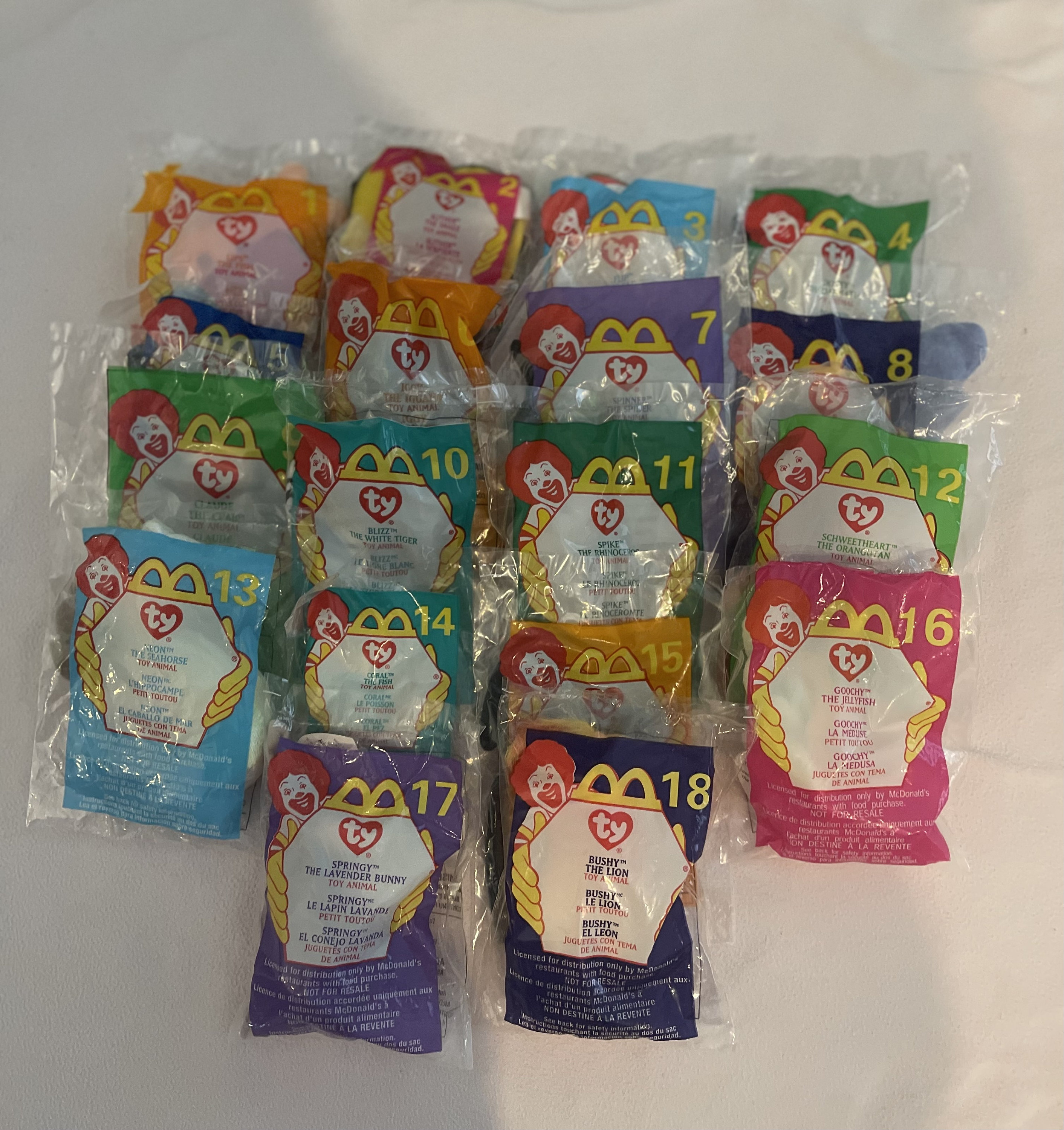 Ty Rare Mcdonald Vintage 2000 Happy Meal Beanie Babies, Set of 18 ...