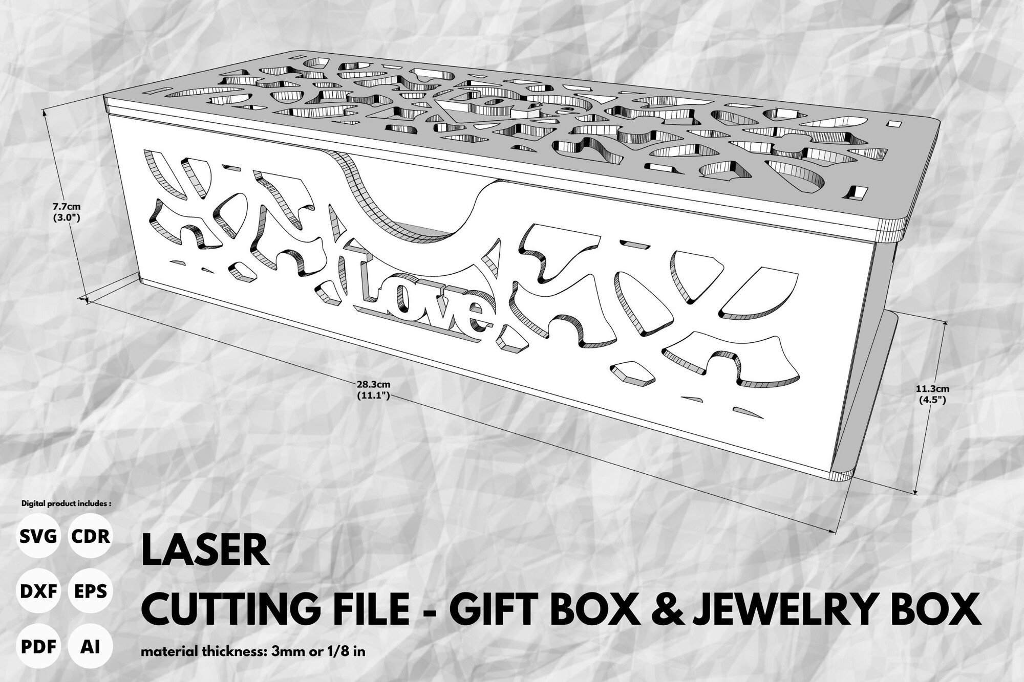 Box Laser Cut 3mm Wood Con Cassetto Contenitore File Vettoriali Ai, Cdr ...