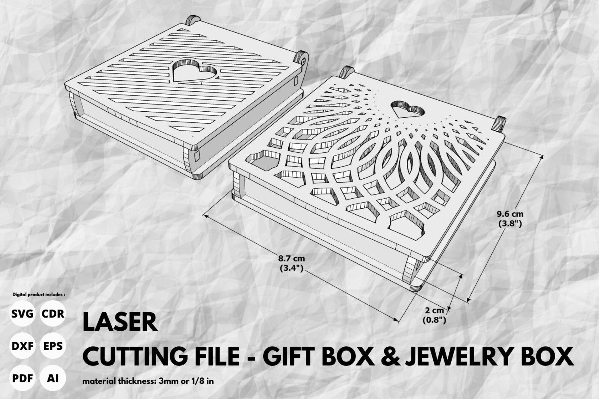 Box Laser Cut File 3mm Wood Con Cassetto Contenitore File Vettoriali Ai ...