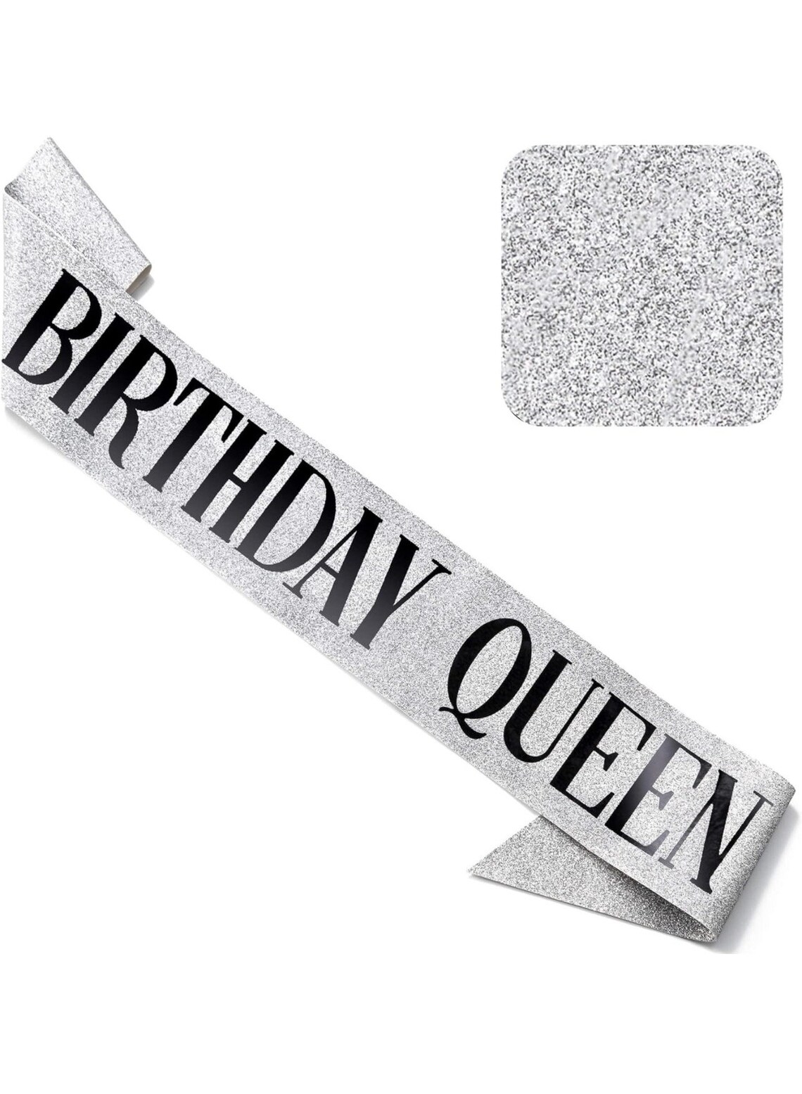 Birthday Queen Glitter Sash Silver & Black Birthday Sash Party Favors ...