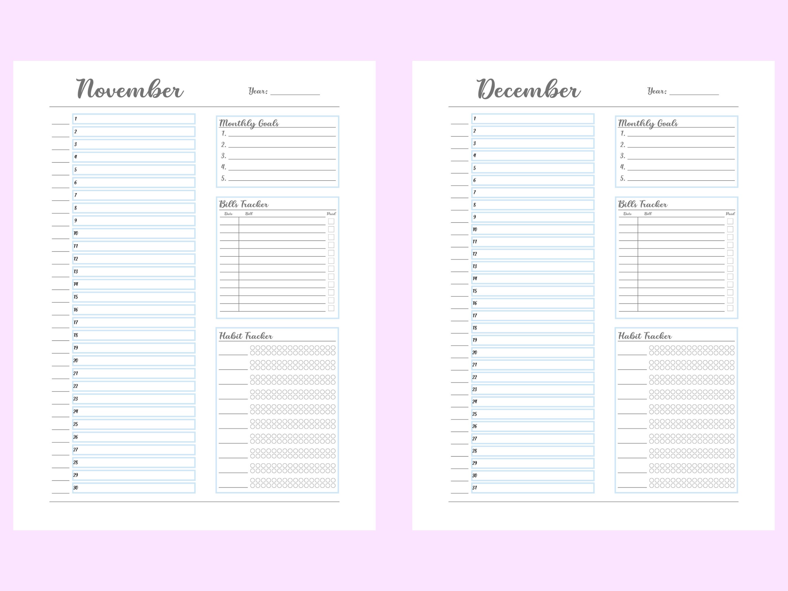 12 Month Monthly Planner Printable Planner Planner Bundle - Etsy Canada