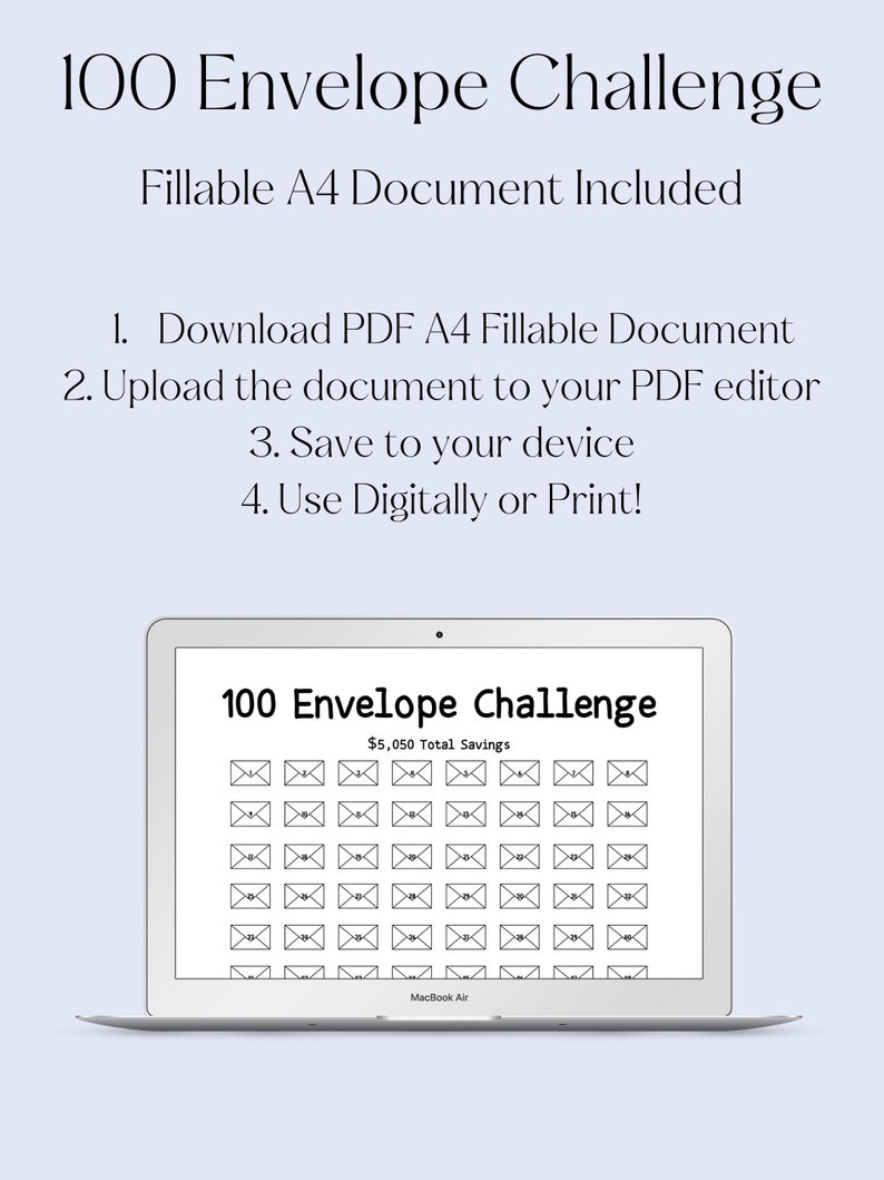 100 Envelope Challenge Printable Savings Challenges Instant Download ...