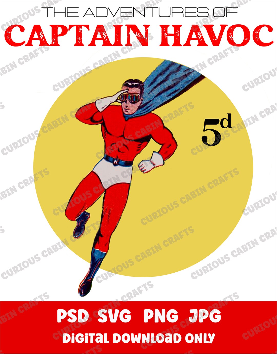 Vintage Comic Hero Capitán Havoc psd svg png jpg Descarga - Etsy España