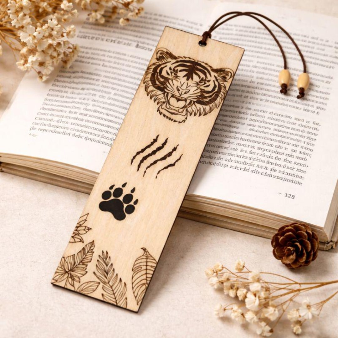 Personalized Wooden Tiger Bookmark – Original Handmade Reading Gift - Etsy