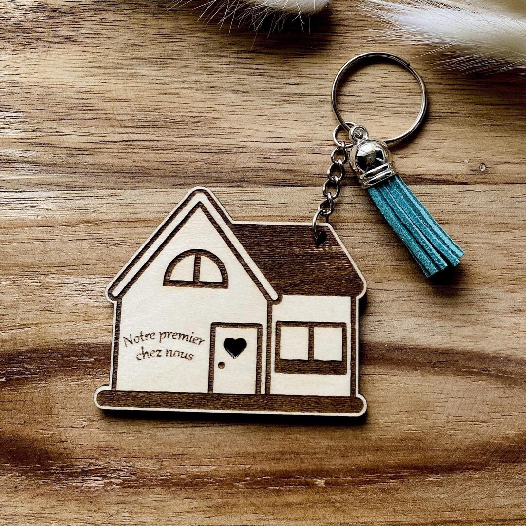Personalized Engraved Wooden House Keychain - New Apartment or House ...