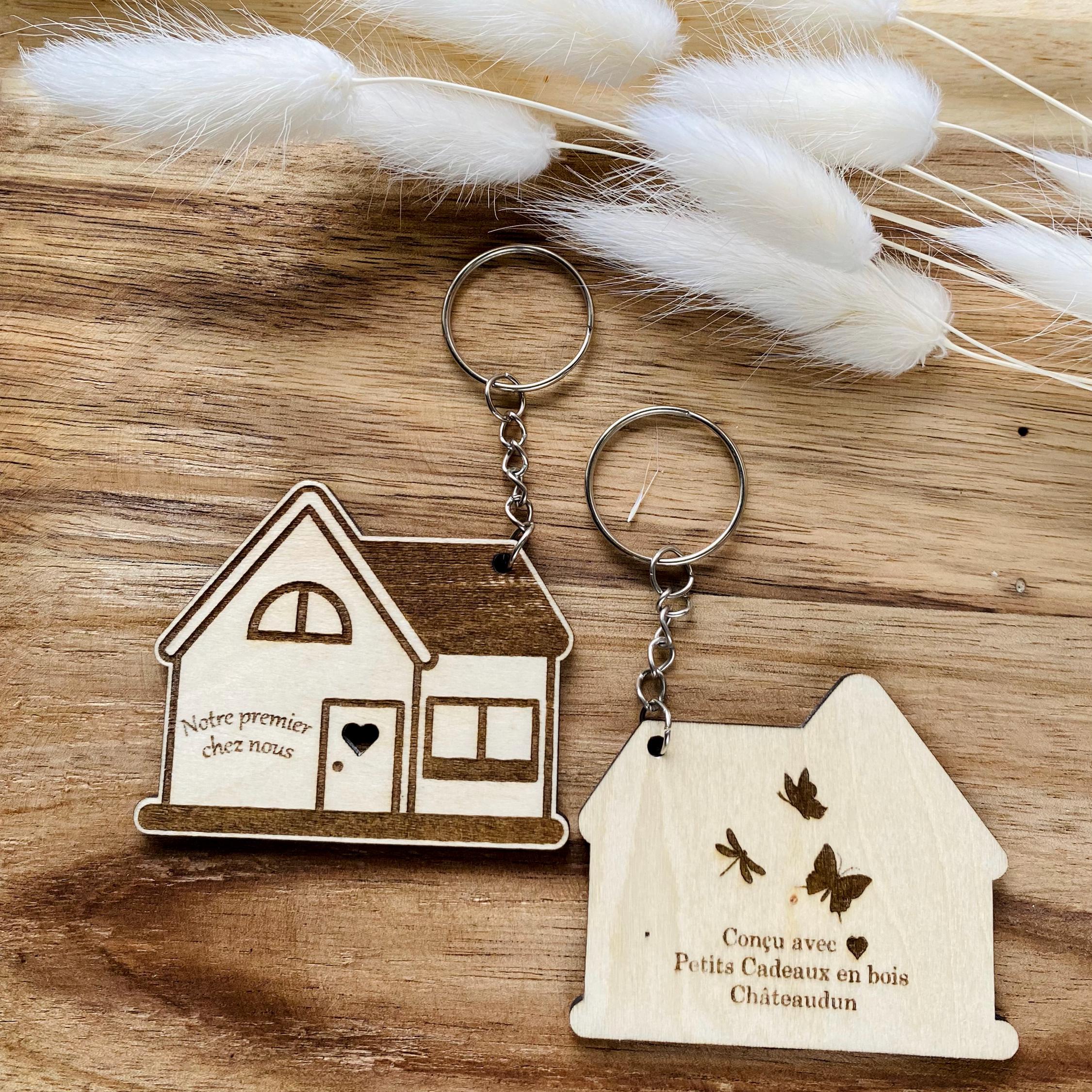 Personalized Engraved Wooden House Keychain - First Home Gift for ...