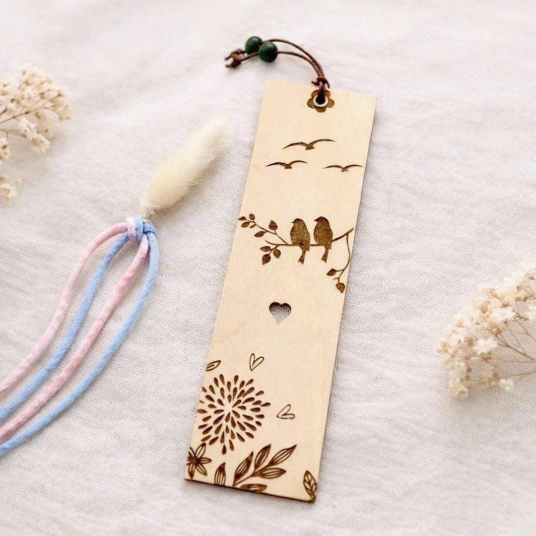 Wooden Bookmark With Birds on a Branch – Personalized Nature Gift for ...