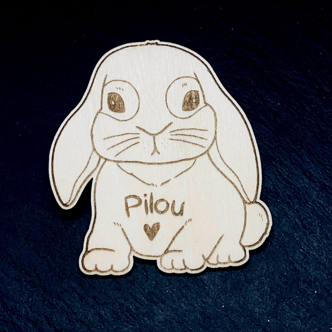Magnet lapin prénom gravé – Cadeau de Pâques – Lapin bélier en bois ...