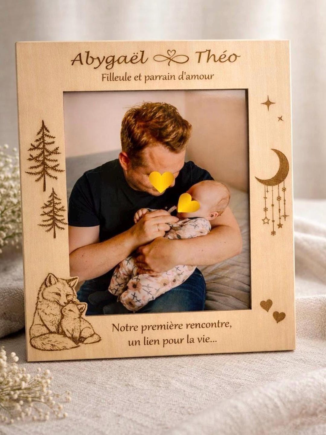 Personalized Wooden Photo Frame - Godparent Gift - Birth, Baptism. - Etsy