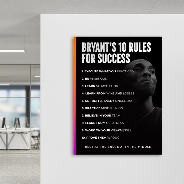Kobe Bryant 10 Rules for Success - Etsy