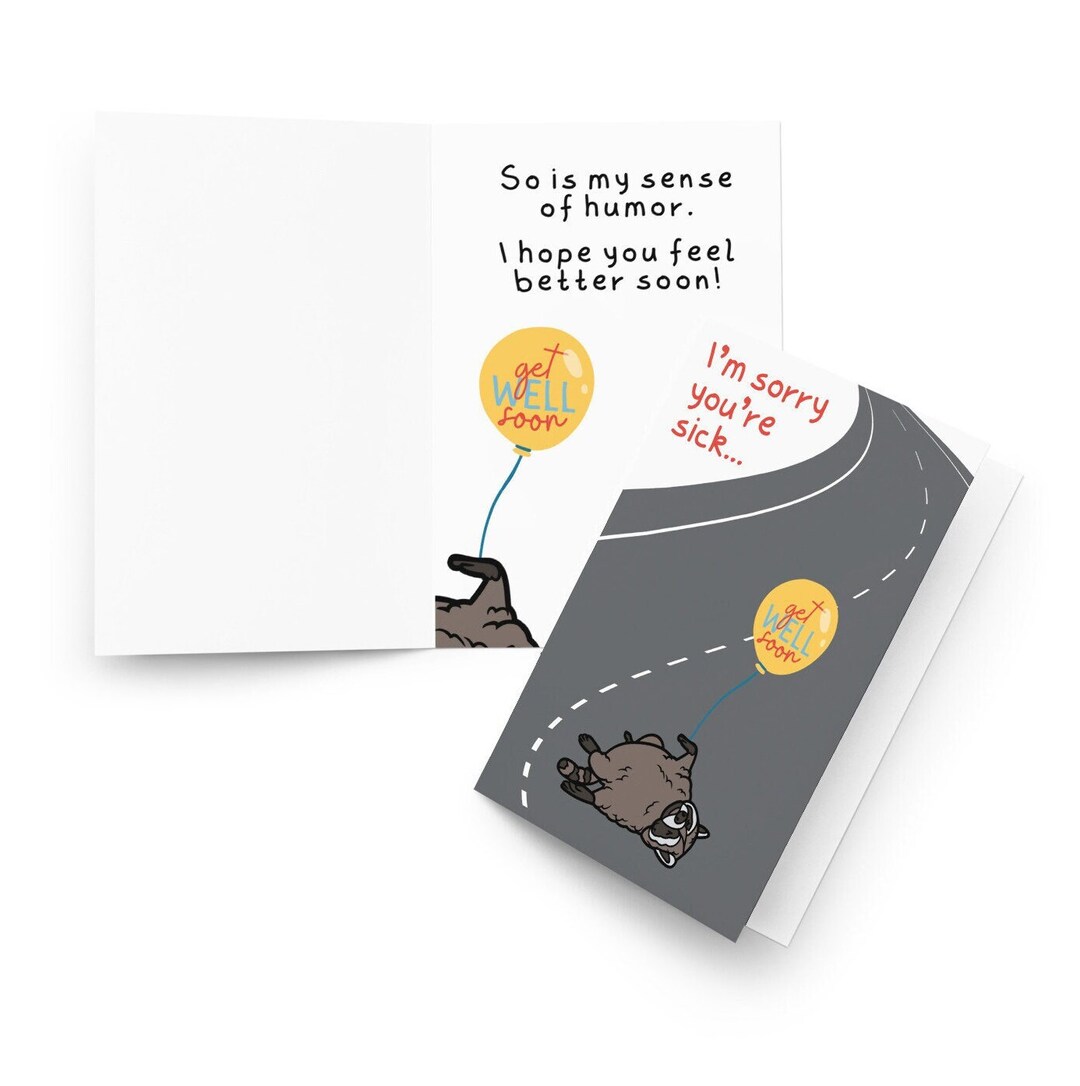 Get Well Soon Raccoon Greeting Card ~ 4" X 6" - Etsy