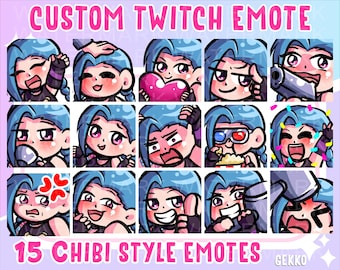 League of Legends Riot Games Arcane Skin Jinx Powder Cute Chibi Emotes ...