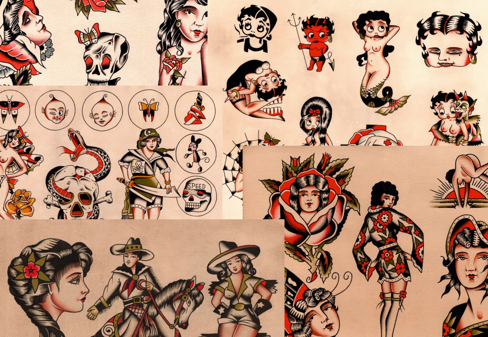 200 + Traditional Tattoo Flash Designs by Jaboc - Etsy