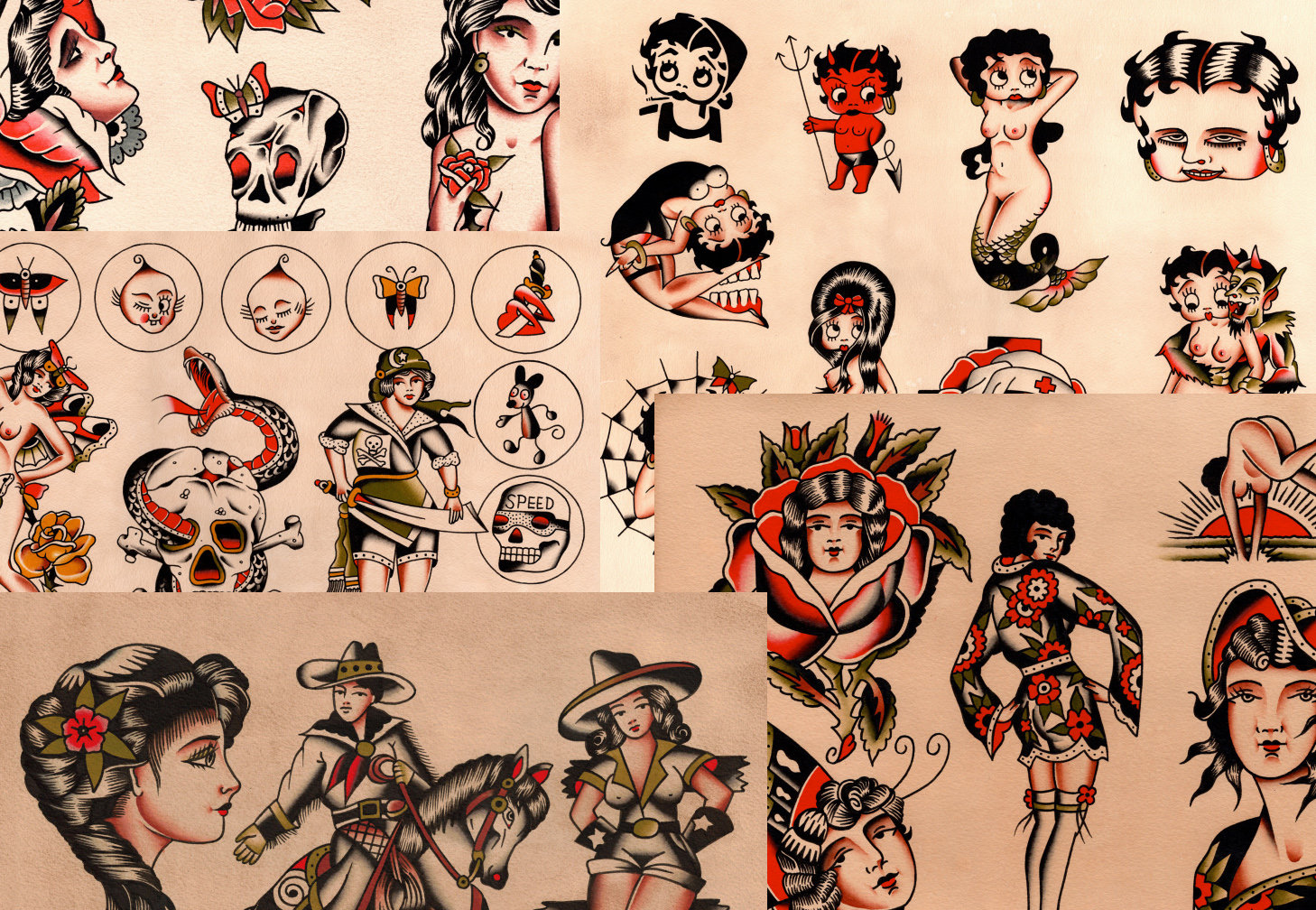 200 + Traditional Tattoo Flash Designs by Jaboc - Etsy