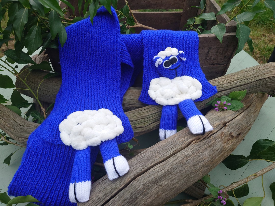 Knitted Scarf With Sheep Motifs - Etsy UK