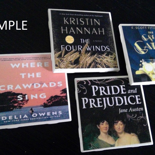 Custom Book Cover Ceramic Coasters - Etsy