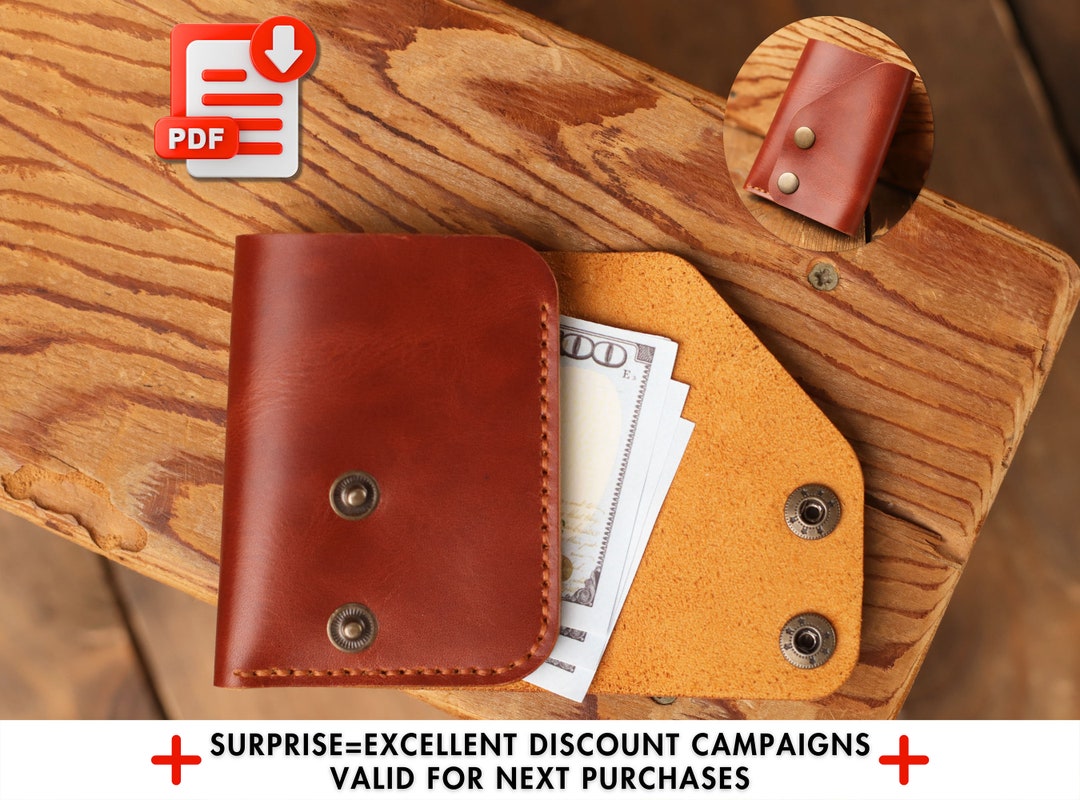 Minimalist Snap Wallet Pattern, Minimalist Leather Pattern, Wallet Card ...