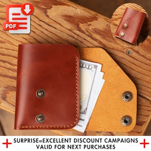 Minimalist Snap Wallet Pattern, Minimalist Leather Pattern, Wallet Card ...