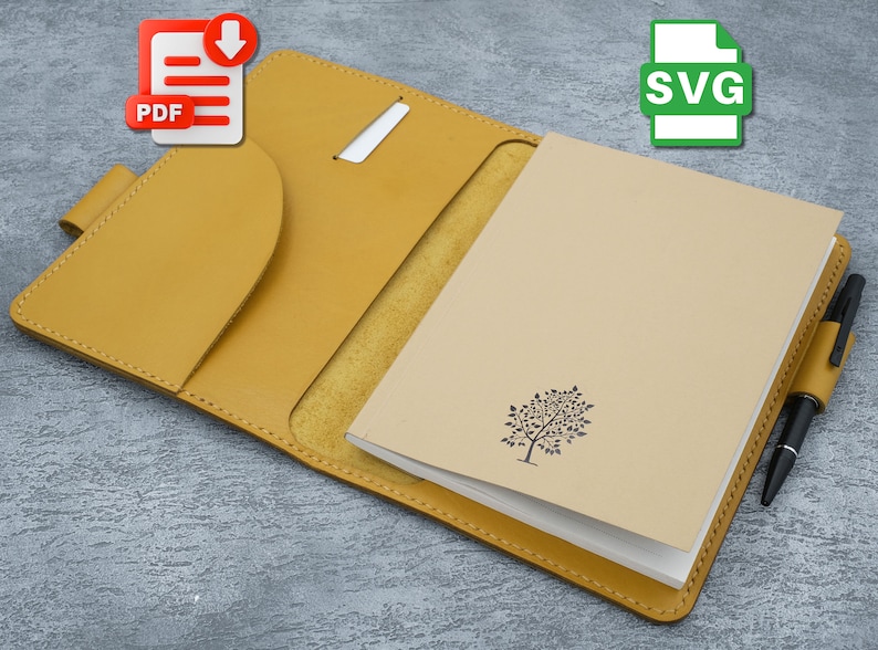 Leather A5 Notebook Cover Pattern: Elegant DIY Design (PDF, SVG, Ai ...