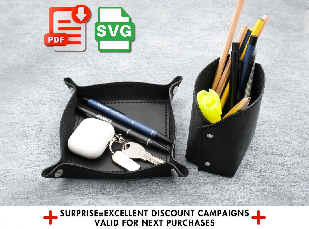 Leather Tray & Pen Holder Pattern Set Craft Your Own Elegant Desk ...