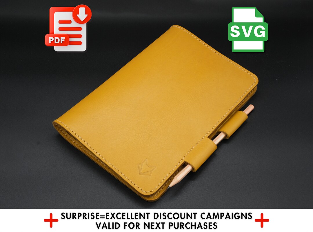 Leather A5 Notebook Cover Pattern: Elegant DIY Design (PDF, SVG, Ai ...