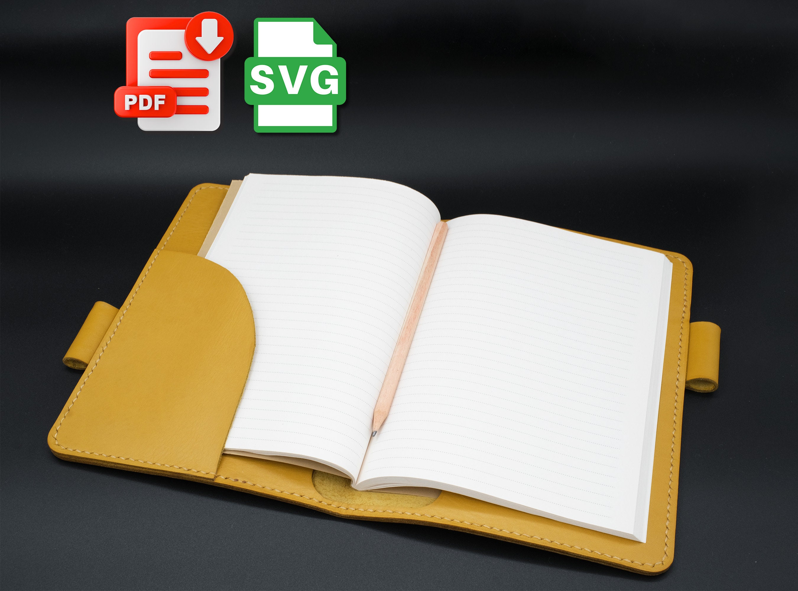 Leather A5 Notebook Cover Pattern: Elegant DIY Design (PDF, SVG, Ai ...