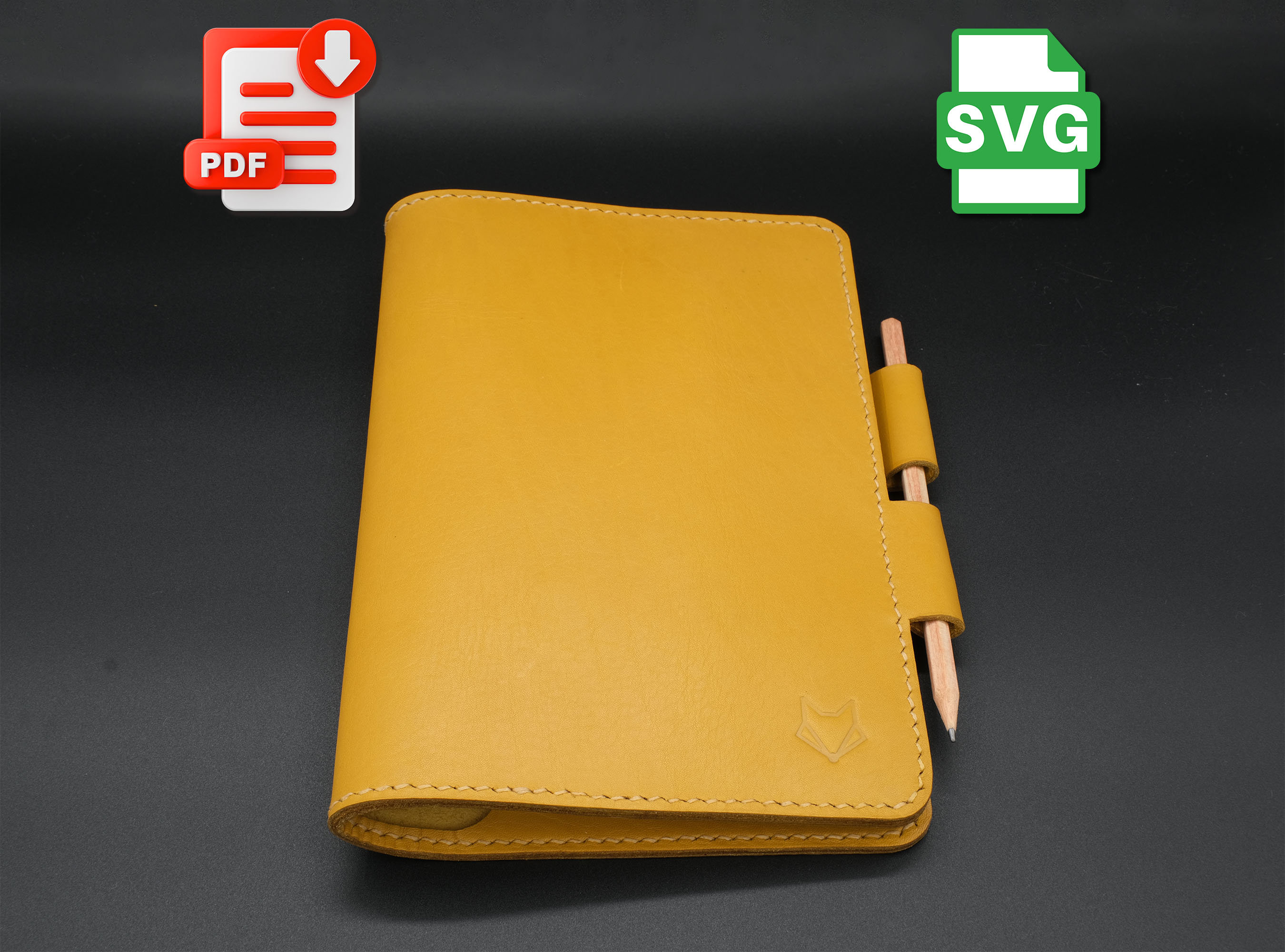 Leather A5 Notebook Cover Pattern: Elegant DIY Design (PDF, SVG, Ai ...
