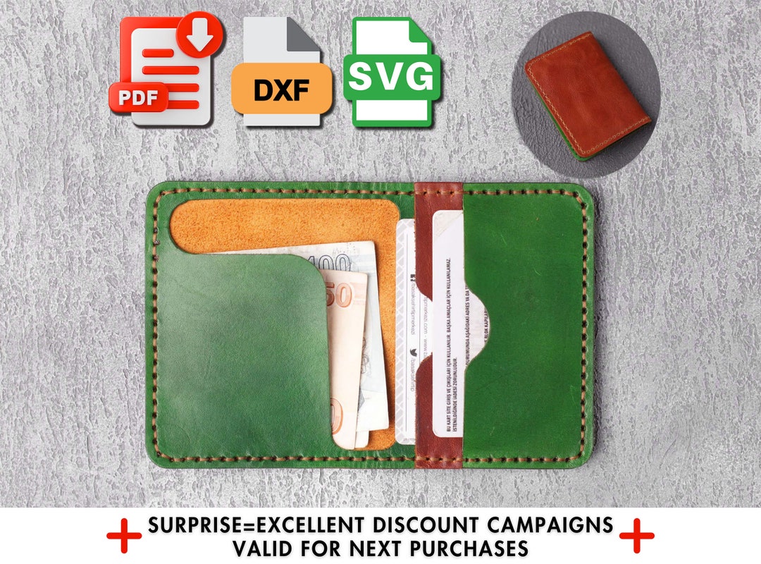 DIY Bifold Leather Wallet Pattern, Template, Laser Cutting Svg, Dxf ...