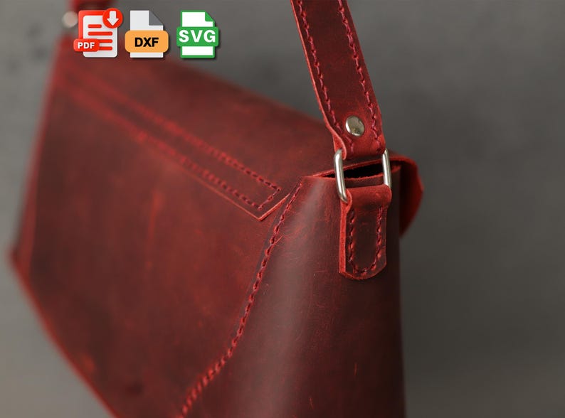 Leather Handbag Pattern, DIY Purse Template With Video (pdf, Svg, Dxf ...